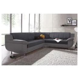 Ecksofa Trendmanufaktur "Rondo 3, zeitlos und modern, im Materialmix, L-Form", grau (grau, dunkelgrau), B:267cm H:85cm T:247cm, Luxus-Microfaser ALCAZAR;Struktur fein;Kunstleder SOFTLUX / Struktur (77% Polyester; 23% Polyacryl), Sofas, Ecksofa, wahlweise Federkern f&uuml;r hohen Sitzkomfort, wahlweise Bettfunktion