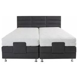 Boxbett, grau (anthrazit), B:214cm L:210cm, Box und Kopfteil: Feinstrukturstoff (77% Polyester und 23% Viskose);Bezug der Obermatratze: 100% Polyester, Westfalia Schlafkomfort, Komplettbetten, Boxspringbett, mit Motor in diversen Ausf&uuml;hrungen