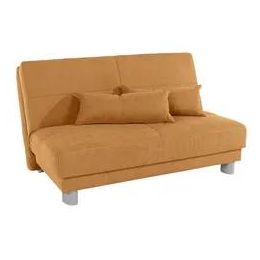 Schlafsofa Home Affaire "Gina", orange (mango), B:140cm H:86cm T:195cm, Sofas, Schlafsofa, mit einem Handgriff vom Sofa zum Bett