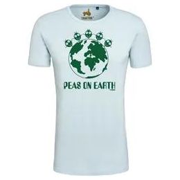 T-Shirt logoshirt "Peas On Earth", Herren, Gr. XXL, blau (hellblau), 100% Baumwolle, unifarben, normal, Rundhals, Shirts T-Shirt, mit lustigem Print