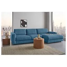 Ecksofa Home Affaire "Bloomfield, elegant, viel Platz, Mega Couch, Breite 303cm, L-Form", blau (tepestry), B:303cm H:84cm T:176cm, 100% Polyester, Sofas, Ecksofa, extra tiefe Sitzfl&auml;che, wahlweise mit Sitztiefenverstellung