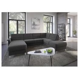 Sit & More Wohnlandschaft SIT & MORE "Palmera U-Form, B: 308 cm", grau (dunkelgrau), B:308cm H:89cm T:212cm, 100% Polyester, Sofas, Wohnlandschaft, optional Bettfunktion & Bettkasten, Federkern