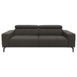 2,5-Sitzer DOMO collection "Cunelli, moderne Sitzn&auml;hte als Designelement, fester Sitzkomfort", grau, B:238cm H:79cm T:104cm, Lederlook;100% Polyurethan, Sofas, whlw. verstellbare Kopfteile, passend f&uuml;r g&auml;ngige Saugroboter