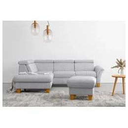 Ecksofa Home Affaire "Lindgren L-Form", silber, B:249cm H:84cm T:217cm, 100% Polyester, Sofas, Ecksofa, wahlweise mit TV-Funktion, Stauraum und Kopfteilverstellung