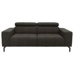 2-Sitzer DOMO collection "Cunelli, moderne Sitzn&auml;hte als Designelement, fester Sitzkomfort", braun (dunkelbraun), B:208cm H:79cm T:104cm, Lederlook;100% Polyurethan, Sofas, whlw. verstellbare Kopfteile, passend f&uuml;r g&auml;ngige Saugroboter
