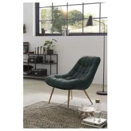 Relaxsessel Salesfever "Toulon - Komfortabler Loungesessel", gr&uuml;n (gr&uuml;n, holzfarben), B:76cm H:85cm T:85,6cm, Sessel, Relaxsessel, mit XXL-Steppung, mit schwarzen oder naturfarbenen Beinen