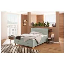Boxbett Home Affaire "Lonrai", grau (taupe), B:168cm L:207cm, Komplettbetten, in H2,H3 & H4 und XXL - &Uuml;berl&auml;nge 220cm w&auml;hlbar, inkl. Topper