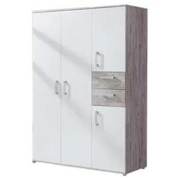 Kleiderschrank Arthur Berndt "Bente, Kinderkleiderschrank", Baby, Gr. Eiche Sand Nb, B/H/T: 130cm x 188cm x 54cm, Schubladen: 2 Stk. T&uuml;ren: 4 Stk., braun (eiche sand nb, wei&szlig;), Holzwerkstoff, Schr&auml;nke Kleiderschrank, Made in Germany