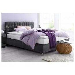 Boxspringbett, grau (anthrazit), B:155cm L:210cm, Microvelours (100% Polyester);Strukturstoff (77% Polyester und 23% Viskose);Bonnell-Federkern-Matratzenbezug: 100% Polyester;Kaltschaum-Matratzenbezug: Frottee 100% Polyester, Westfalia Schlafkomfort, Komplettbetten, Boxspringbett