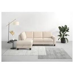 Ecksofa Home Affaire "Summer L-Form", beige (creme), B:236cm H:91cm T:170cm, 100% Polyester, Sofas, Ecksofa, mit Ottomane, mit oder ohne Bettfunktion und Bettkasten, Cord-Bezug