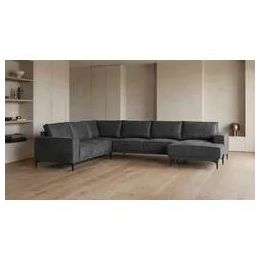 Wohnlandschaft OTTO HOME "OLAND U-Form, XXL, B: 342 cm, Skandi-Design", grau (anthrazit), B:342cm H:85cm T:260cm, 100% Polyester, Sofas, Wohnlandschaft, Skandi-Design in Struktur, Flachgewebe, Luxus-Microfaser, Boucle