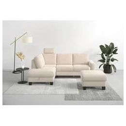 Ecksofa Home Affaire "Summer L-Form", beige (creme), B:236cm H:91cm T:170cm, 100% Polyester, Sofas, Ecksofa, mit Ottomane, mit oder ohne Bettfunktion und Bettkasten, Cord-Bezug