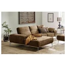 Ecksofa W.Schillig "run, Designsofa mit tollem Sitzkomfort, bequem, L-Form", braun (chocolate s37), B:279cm H:88cm T:178cm, Longlife Xtra-Leder Z73: Naturwalkleder der Luxusklasse aus den erlesensten Rohh&auml;uten. Hautst&auml;rke 1, 1 &ndash; 1, 3 mm;ROHLEDER Jacquard-Flachgewebe Q2 W60 (63% Polyester, 37% Polyacryl);ROHLEDER Chenille-Flachgewebe Q2 W77 (68% Polyacryl, 32% Polyester);Stoff S37 (100% Polyester),