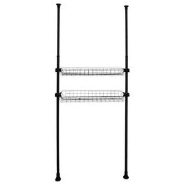 Regalelement Wenko "Herkules", schwarz, B:94cm H:8cm T:38cm, ABS-Kunststoff, Polypropylen, Stahl, Regale, Teleskopregal, 2er Set, Passend zum Teleskop-System Herkules