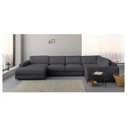 Wohnlandschaft Home Affaire "Bloomfield, Mega Polsterprogramm, Breite 405cm, viel Platz, U-Form", grau (graphite), B:405cm H:84cm T:224cm, 92% Polyester 8% Nylon, Sofas, Wohnlandschaft, mit extra tiefer Sitzfl&auml;che, wahlweise mit Sitztiefenverstellung