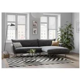 Ecksofa OTTO HOME "Stine L-Form", grau (anthrazit), B:249cm H:86cm T:159cm, Struktur (100% Polyester);Struktur weich (85% Polyester/15% Nylon);Samtoptik (100% Polyester), Sofas, Ecksofa, Besonderes Design durch Kissenoptik und Keder, by Morten Georgsen