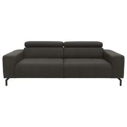 2,5-Sitzer DOMO collection "Cunelli, moderne Sitzn&auml;hte als Designelement, fester Sitzkomfort", braun (dunkelbraun), B:238cm H:79cm T:104cm, Lederlook;100% Polyurethan, Sofas, whlw. verstellbare Kopfteile, passend f&uuml;r g&auml;ngige Saugroboter