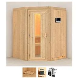 Sauna Karibu "Nanna", beige (naturbelassen), Saunaofen, externe Steuerung, 3,6 kW, Saunen, Ofen 3,6 kW externe Strg.easy