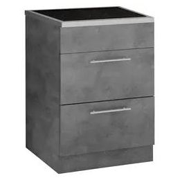 Wiho-K&uuml;chen Kochfeldumbauschrank WIHO K&Uuml;CHEN "Cali", grau (front und korpus: betonfarben, arbeitsplatte: canvas grau), B:60cm H:85cm T:60cm, Schr&auml;nke, Kochfeldumbauschrank, 60 cm breit