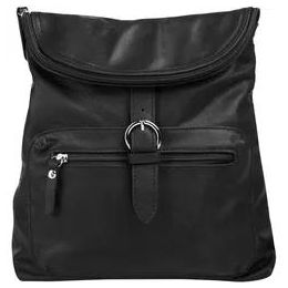 Cityrucksack FORTY, Damen, Gr. B/H/T: 28cm x 30cm x 8cm, onesize, schwarz, Leder, Rindsleder, Rucks&auml;cke Cityrucksack, echt Leder, Made in Italy