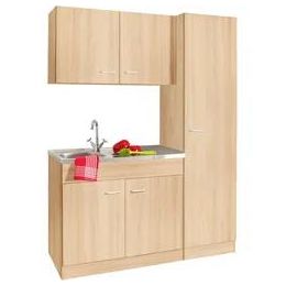 Pantryk&uuml;che KOCHSTATION "KS-Elster", braun (k&uuml;che: natur, korpus: buchefarben), B:150cm T:50cm, Komplettk&uuml;chen-Sets, K&uuml;chenzeile, ohne E-Ger&auml;te, Breite 150 cm