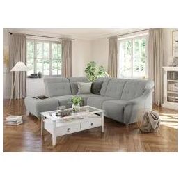 Ecksofa Home Affaire "Boston L-Form", grau (hellgrau), B:272cm, Struktur (100% Polyester);Luxus-Microfaser Florence (100% Polyester);Chenille (100% Polyester);NaturLEDER (reines Rindsleder), Sofas, Ecksofa, Kopfteilverstellung an jeder Sitzfl&auml;che, wahlweise Relaxfunktion