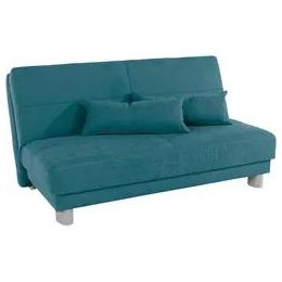 Schlafsofa Home Affaire "Gina", blau (t&uuml;rkis), B:160cm H:86cm T:195cm, Sofas, Schlafsofa, mit einem Handgriff vom Sofa zum Bett