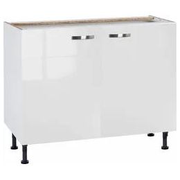 Unterschrank KOCHSTATION "KS-Cara", wei&szlig; (wei&szlig; glanz, wei&szlig;), B:100cm H:87cm T:58,4cm, Schr&auml;nke, Unterschrank, Breite 100 cm