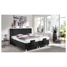 Boxbett, schwarz, B:214cm L:214cm, Bezug der Obermatratze: 100% Polyester, abnehmbar und waschbar bis 60C;Box und Kopfteil: Mikrovelours (100% Polyester), Westfalia Schlafkomfort, Komplettbetten, Boxspringbett, mit Motor