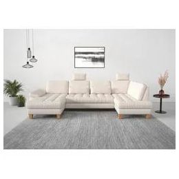 Sit & More Wohnlandschaft SIT & MORE "Westham U-Form", beige (creme), B:338cm H:88cm T:172cm, 100% Polyester, Sofas, Wohnlandschaft, wahlweise mit Bettfunktion, Bettkasten, Sitztiefenverstellung