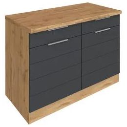 Unterschrank KOCHSTATION "KS-Luhe", grau (grau matt, wotaneichefarben), B:120cm H:86cm T:60cm, MDF, Schr&auml;nke, Unterschrank, 120 cm breit, f&uuml;r viel Stauraum, MDF-Fronten mit waagerechter Lisene