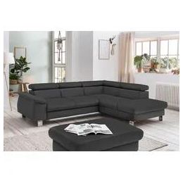 Ecksofa COTTA "Komaris L-Form, B: 249 cm", schwarz, B:249cm H:72cm T:100cm, Microfaser PRIMABELLE (100% Polyester);Kunstleder SOFTLUX;Feinstruktur (100% Polyester);Kunstleder SOFTLUX/Struktur (100% Polyester);NaturLEDER, Sofas, Ecksofa, mit Kopfteilverstellung, optional Bettfunktion, Bettkasten & Licht