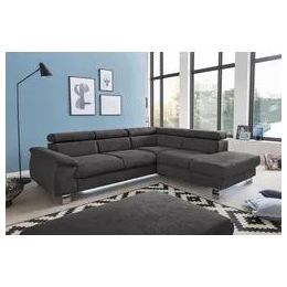 Ecksofa COTTA "Komaris L-Form, B: 249 cm", braun (mud), B:249cm H:72cm T:100cm, Microfaser PRIMABELLE (100% Polyester);Kunstleder SOFTLUX;Feinstruktur (100% Polyester);Kunstleder SOFTLUX/Struktur (100% Polyester);NaturLEDER, Sofas, Ecksofa, mit Kopfteilverstellung, optional Bettfunktion, Bettkasten & Licht