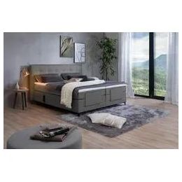 Boxspringbett Alina "Edward", grau (dunkelgrau tcm 89), B:200cm L:209cm, Struktur fein TCM (100% Polyester), Komplettbetten, Boxspringbett, 180x200cm, mit motorischer Verstellung, inklusive Matratze und Topper, Topseller