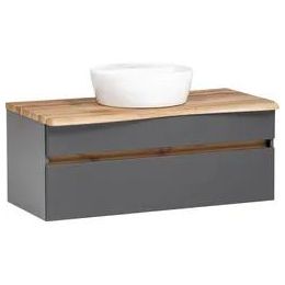 Waschbeckenschrank Welltime "Lienz", grau (mattgrau), B:100cm H:54,5cm T:47cm, MDF, Schr&auml;nke, Waschbeckenunterschrank