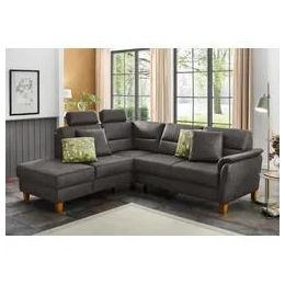 Ecksofa Home Affaire "Palmera L-Form, B: 236 cm", grau (anthrazit), B:236cm H:89cm T:212cm, 100% Polyester;Struktur (100% Polyester);Luxus-Microfaser in Lederoptik (100% Polyester), Sofas, Ecksofa, optional Schlaffunktion & Bettkasten, Federkern