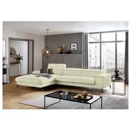 Ecksofa W.Schillig "piedroo, Designsofa mit tollem Sitzkomfort, bequem, L-Form", beige (sahara s37), B:343cm H:70cm T:193cm, Stoff S37 (100% Polyester): Luxus-Microfaser in Lederoptik, Sofas, Ecksofa, Kopfteilverstellung, wahlweise mit Sitztiefenverstellung, Breite 343cm