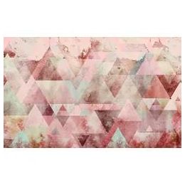 Vliestapete Komar "Digitaldruck Vlies - Triangles Red - Gr&ouml;&szlig;e 400 x 250 cm", rosa, B:400m L:250m, Vlies, Tapeten, Wohnzimmer, Schlafzimmer