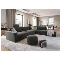 Sit & More Ecksofa SIT & MORE "Cadabra L-Form", grau (anthrazit), B:356cm H:80cm T:292cm, Samtoptik (100% Polyester);Soft clean (98% Polyester, 2% Polyamid);Struktur fein (100% Polyester), Sofas, Ecksofa, Breite 356 cm, mit Sitztiefenverstellung