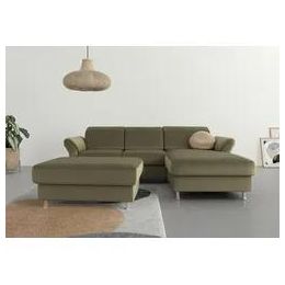 Sit & More Ecksofa SIT & MORE "Apulia L-Form", gr&uuml;n (olive), B:250cm H:78cm T:185cm, Webstoff (100% Polyester);Struktur weich (90% Polyester, 10% Polyamid);Luxus-Microfaser Euphoria (100% Polyester);Samtoptik (100% Polyester), Sofas, Ecksofa, wahlweise Bettfunktion, Bettkasten und Kopf- und Armteilverstellung