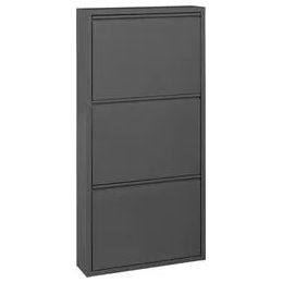 Schuhschrank Heine HOME, grau (anthrazit), B:50cm H:103cm T:15cm, Stahl, Schr&auml;nke, Schuhschrank