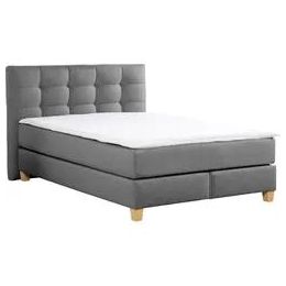 Boxspringbett Home Affaire "Moulay", grau, B:154cm L:231cm, Komplettbetten, Boxspringbett, inkl. Topper, in &Uuml;berl&auml;nge 220 cm, 3 H&auml;rtegrade, auch in H4