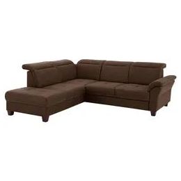 Home Affaire Ecksofa OTTO HOME "Solvei L-Form", braun (dunkelbraun), B:260cm H:104cm T:235cm, Luxus-Microfaser Lederoptik (100% Polyester);Struktur (100% Polyester);Luxus-Microfaser ALTARA NUBUCK (100% Polyester), Sofas, Ecksofa, wahlweise auch mit Kopfteilverstellung und Schlaffunktion, Federkern