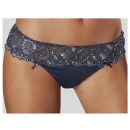 String Lascana "Wanda Dessous", Damen, Gr. 40/42, blau (marine), Microtouch, Obermaterial: 80% Polyamid, 12% Polyester, 8% Elasthan, Unterhosen String, mit Stickerei Spitze in blumiger Optik