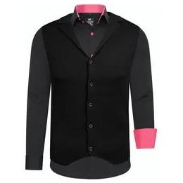 Langarmhemd Rusty Neal, Damen, Gr. XL, EURO-Gr&ouml;&szlig;en, schwarz (schwarz, pink), 60% Baumwolle, 37% Polyester, 3% Elasthan, mehrfarbig, Hemden, inklusive Langarmhemd und Weste