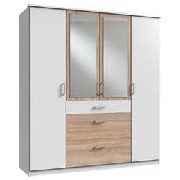 Kleiderschrank wimex "Click", wei&szlig; (wei&szlig;, struktureichefarben hell), B:180cm H:199cm T:58cm, Schr&auml;nke, Kleiderschrank Dreht&uuml;renschrank, mit Spiegel