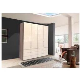 Faltt&uuml;renschrank Wiemann "Loft, Kleiderschrank, Schrank, W&auml;scheschrank, mit Glasfront", beige (tr&uuml;ffeleichefarben, magnolie glas), B:200cm H:216cm T:58cm, Schr&auml;nke, inkl. gep&auml;mpften Schubk&auml;sten und T&uuml;ren, mit Panorama&ouml;ffnung
