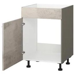 Sp&uuml;lenunterschrank KOCHSTATION "KS-Trea SPBL60", grau (betonfarben hell, anthrazit), B:60cm H:75cm T:56cm, Schr&auml;nke, Breite 60 cm, H&ouml;he 75 cm