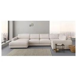 Wohnlandschaft Home Affaire "Bloomfield, Mega Polsterprogramm, Breite 405cm, viel Platz, U-Form", beige, B:405cm H:84cm T:224cm, 92% Polyester 8% Nylon, Sofas, Wohnlandschaft, mit extra tiefer Sitzfl&auml;che, wahlweise mit Sitztiefenverstellung