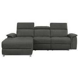 Ecksofa Home Affaire "Pareli, L-Form, 259cm,m. Recamiere, Echtleder, Kunstleder, Webstoff", schwarz, B:259cm H:98cm T:163cm, Sofas, Ecksofa, man. o. elektr. Relaxfunktion, USB/Kopfteilverstellg u. LED